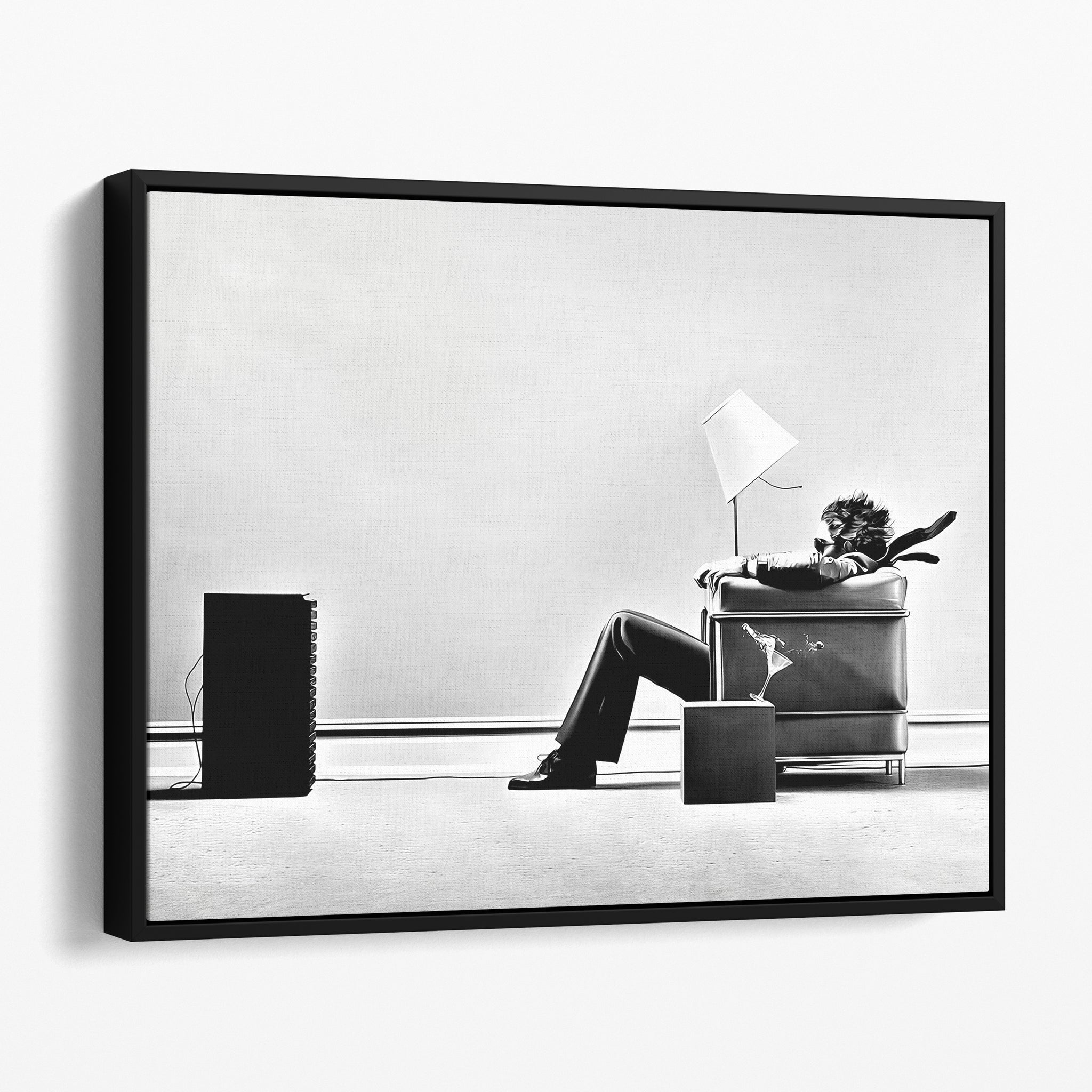 Blown-Away Guy | Maxell Ad 1979 by Steve Steigman Canvas Wall Prints – Big Canvas Art Prints