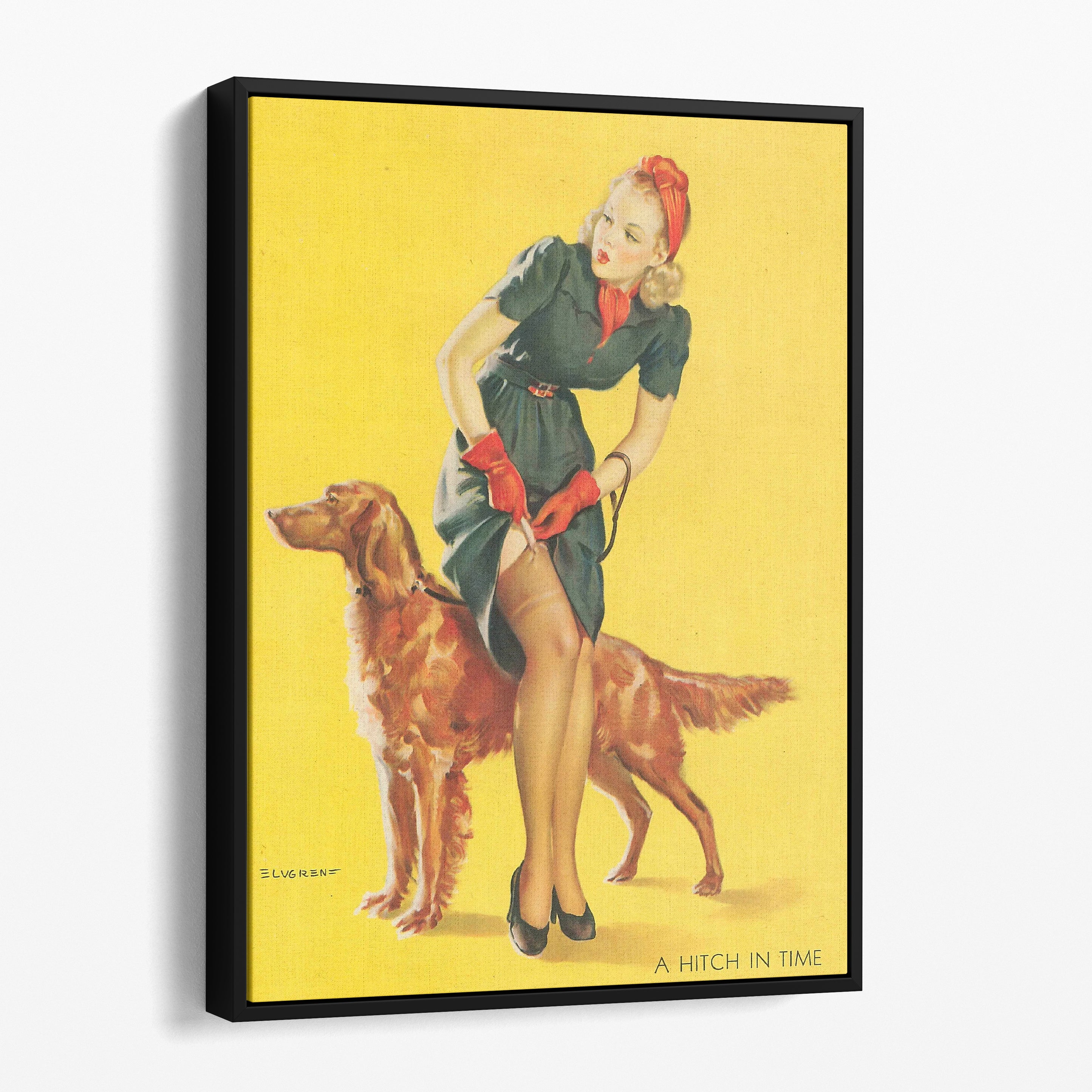 A Hitch in Time - Elvgren Pin up Girl Canvas Wall Art Prints – Big ...