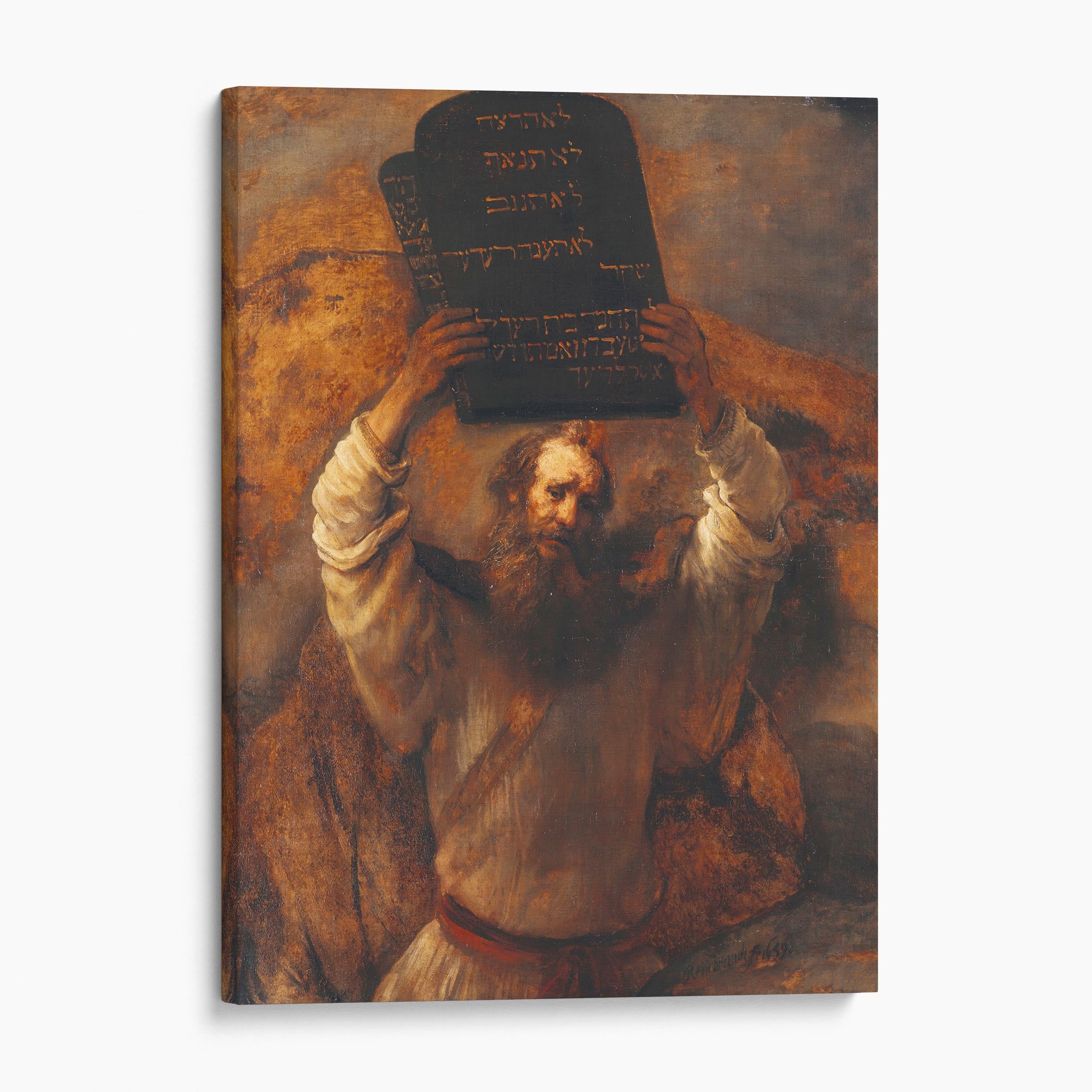 Moses With The Ten Commandments by Rembrandt Canvas Wall Art Prints ...