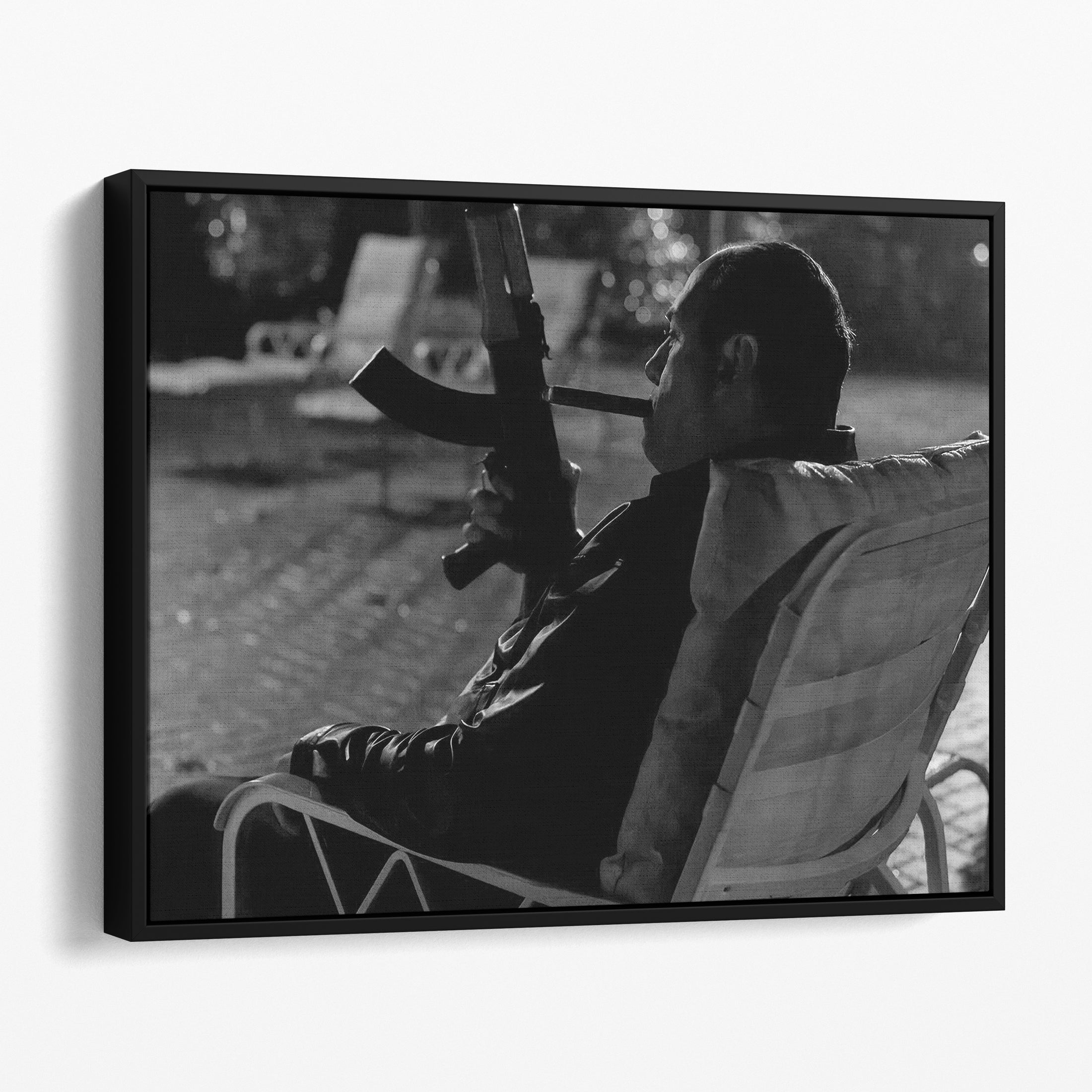 Tony Soprano Smoking A Cigar With Machine Gun Canvas Wall Art Prints ...