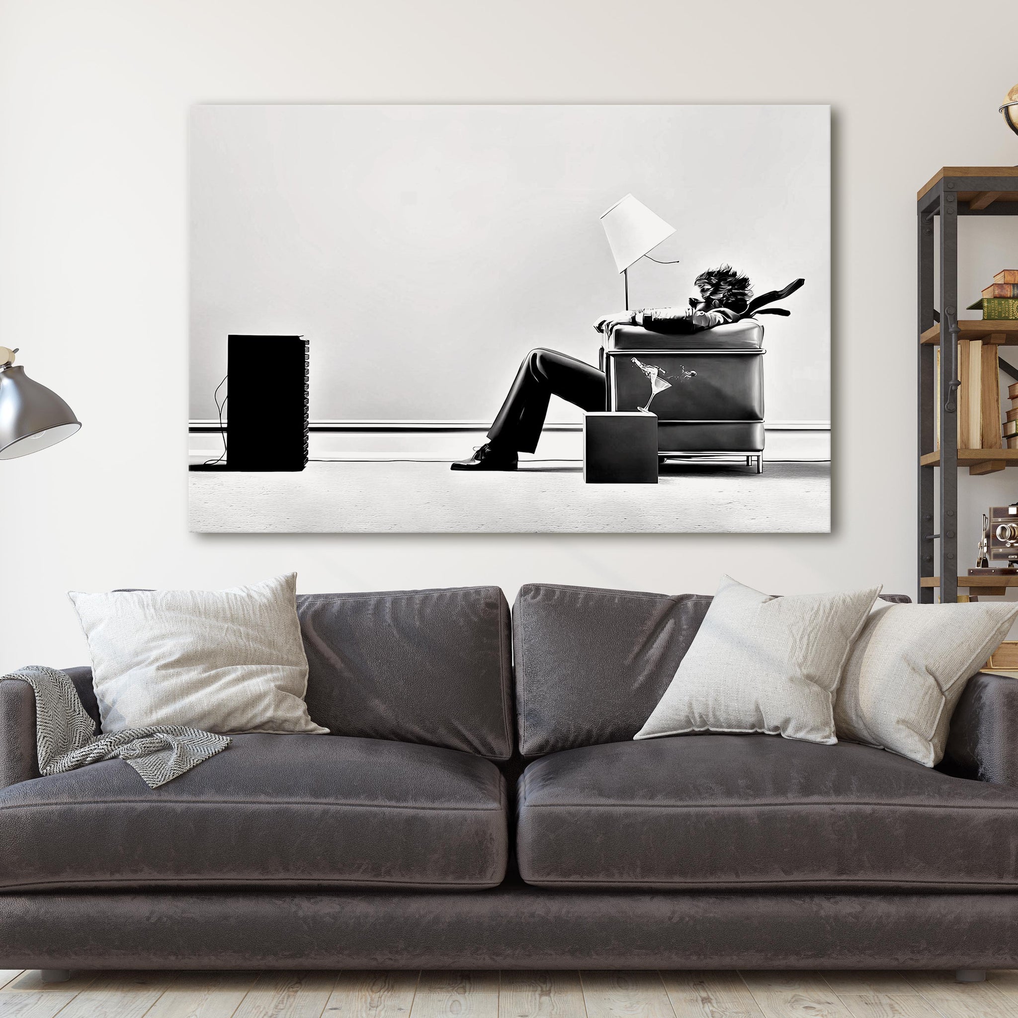Blown-Away Guy | Maxell Ad 1979 by Steve Steigman Canvas Wall Prints ...