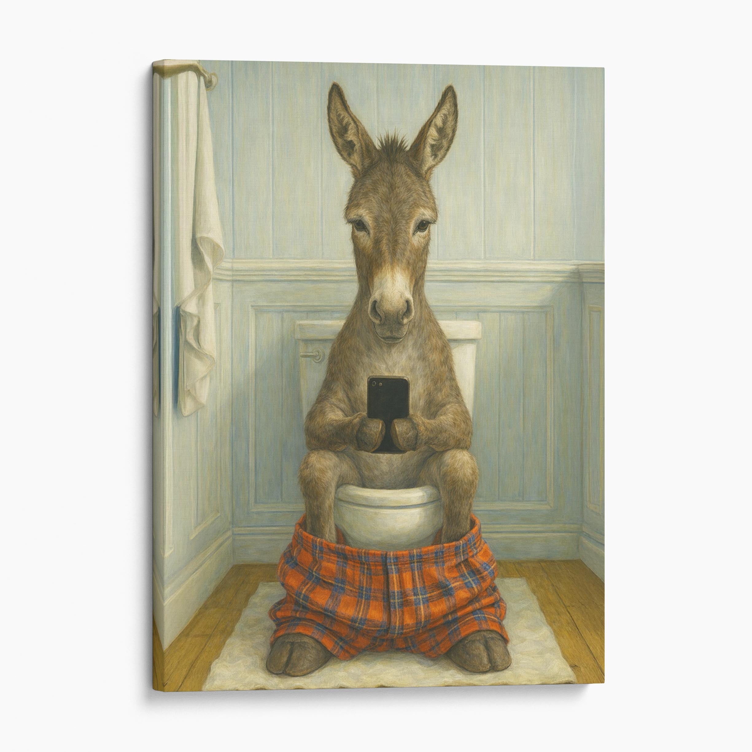 Donkey On The Phone On The Toilet Canvas Wall Art Prints – Big Canvas ...