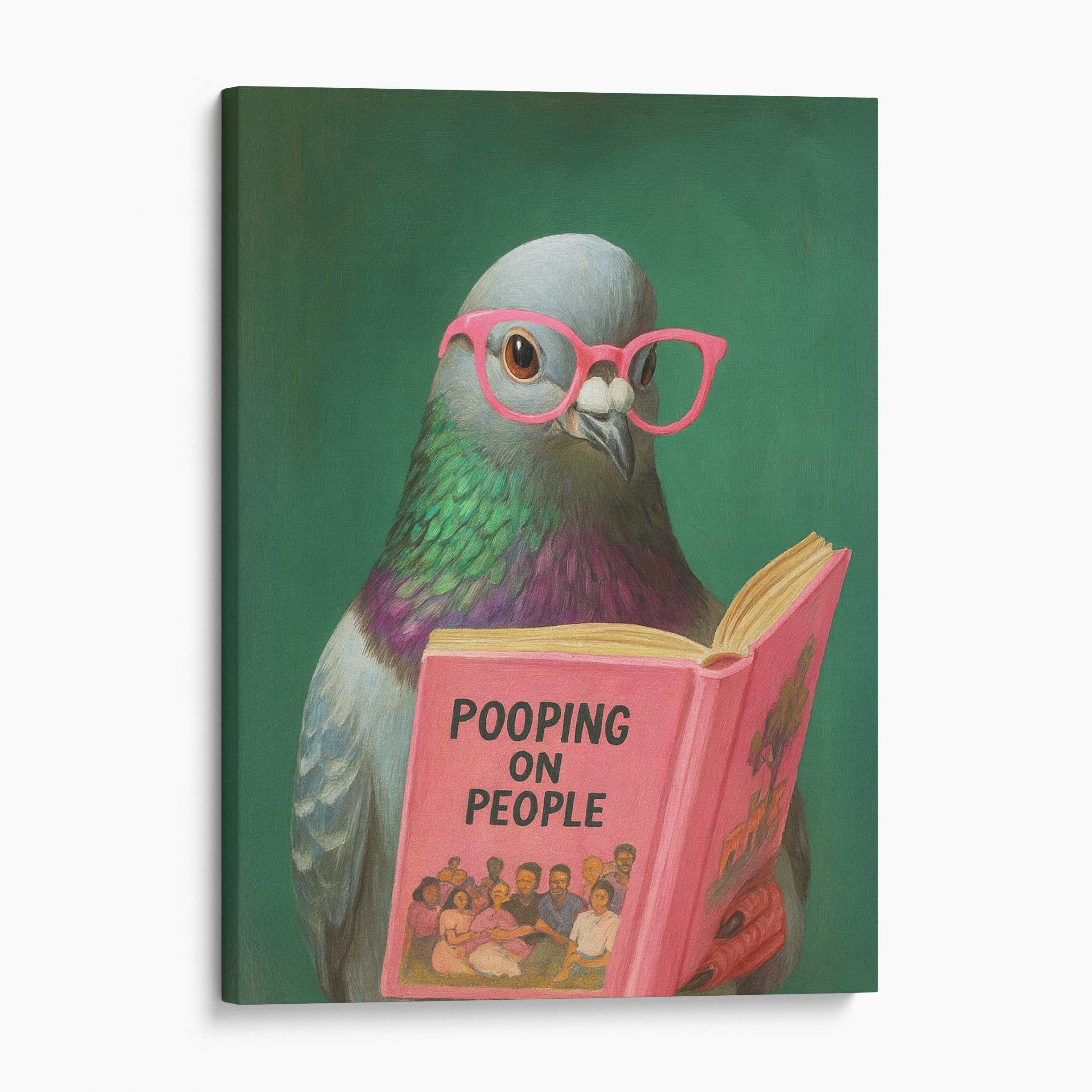 Pigeon Reading Pooping On People Book Canvas Wall Art Prints – Big ...