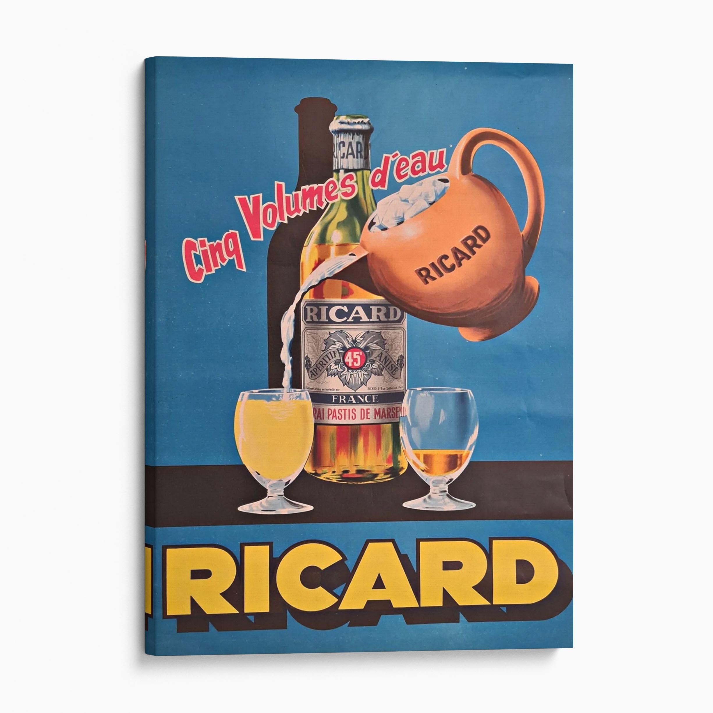 Ricard Cinq Volumes D'eau Vintage Advertising Poster Canvas Wall Art ...