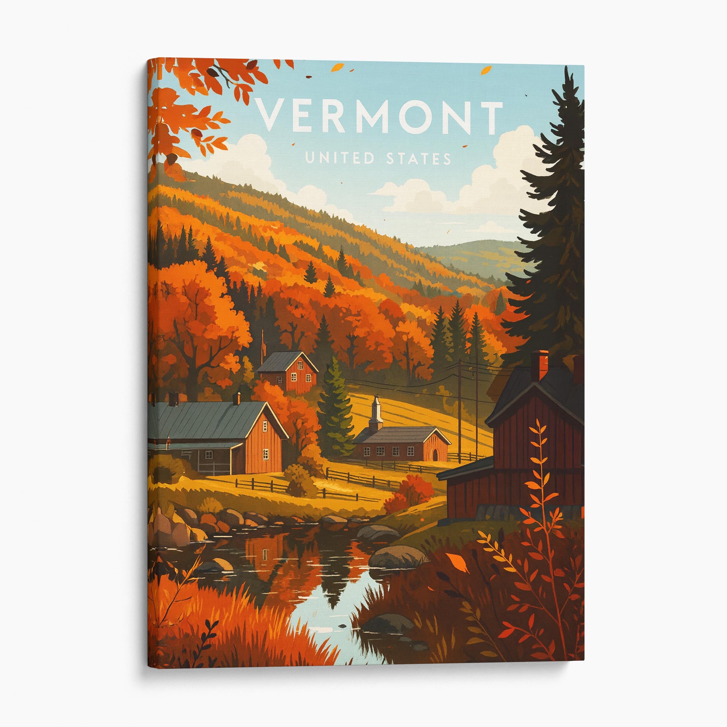 Vermont Vintage Travel Poster Canvas Wall Art Prints – Big Canvas Art ...