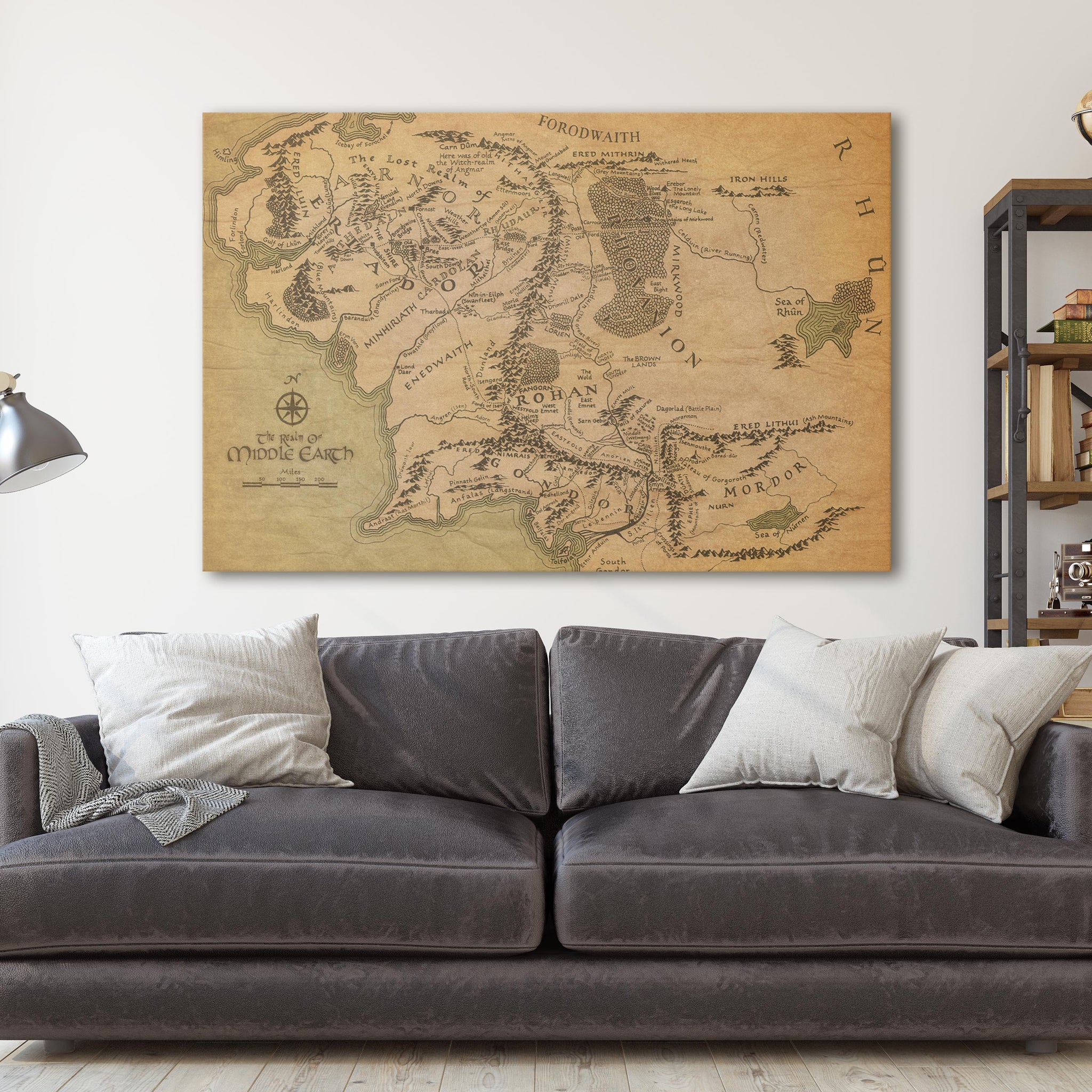The Lord Of The Rings: Map of Middle Earth Canvas Wall Art Prints – Big ...
