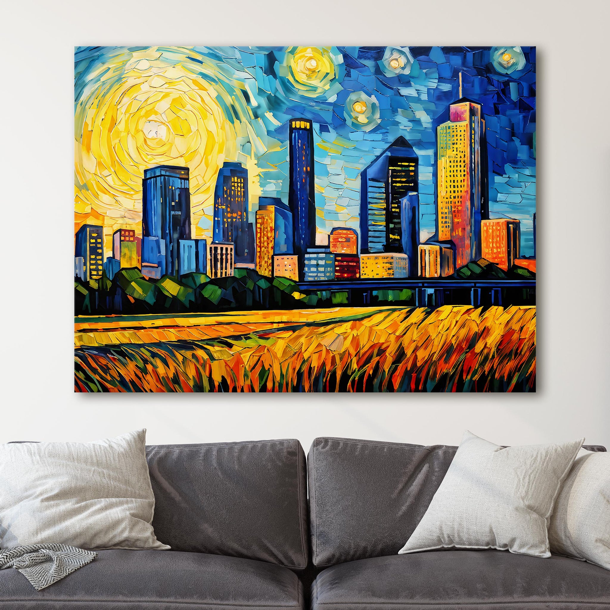 Houston Texas Van Gogh Starry Night Canvas Wall Art Prints – Big Canvas ...