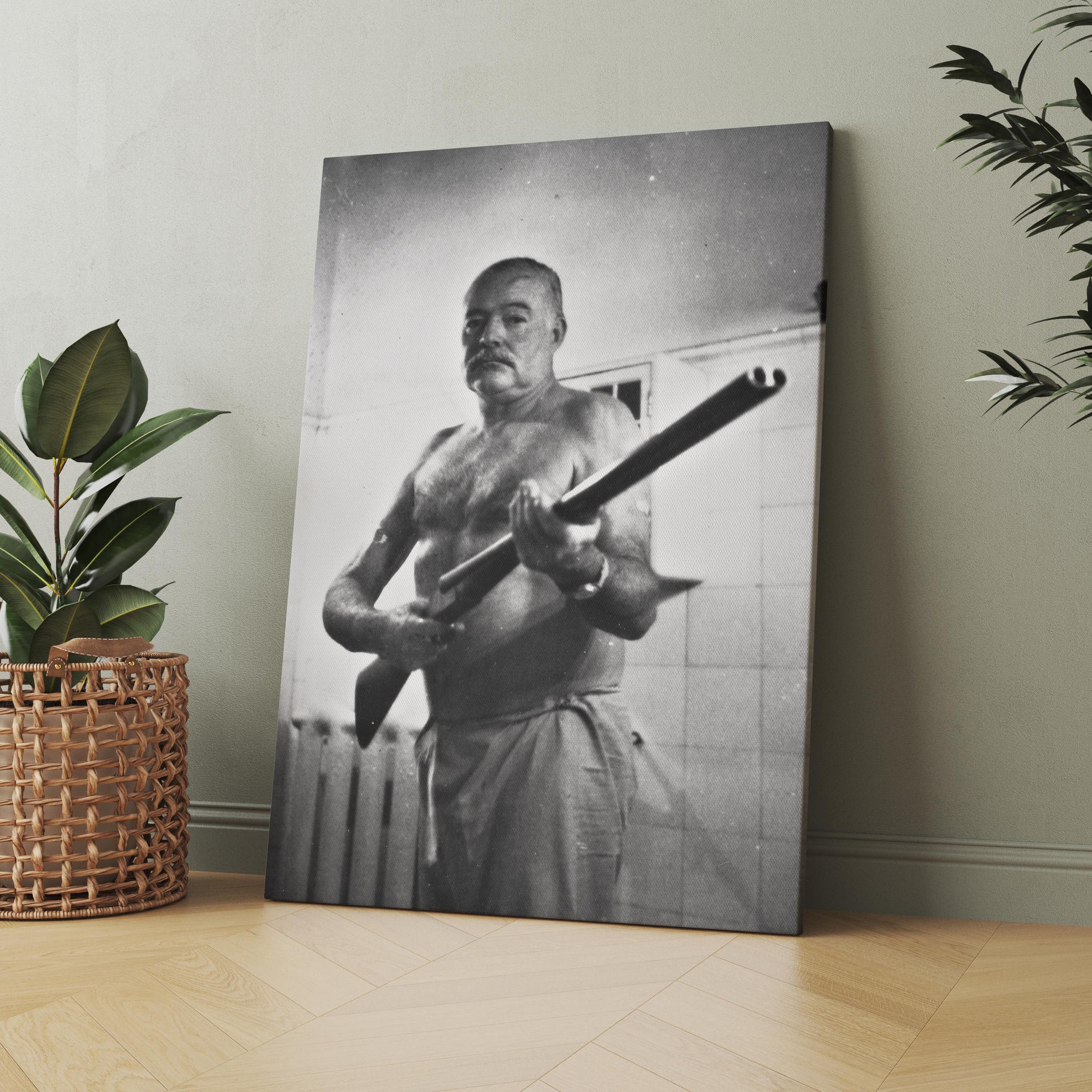 Ernest Hemingway With His Shotgun Canvas Wall Art Prints – Big Canvas ...