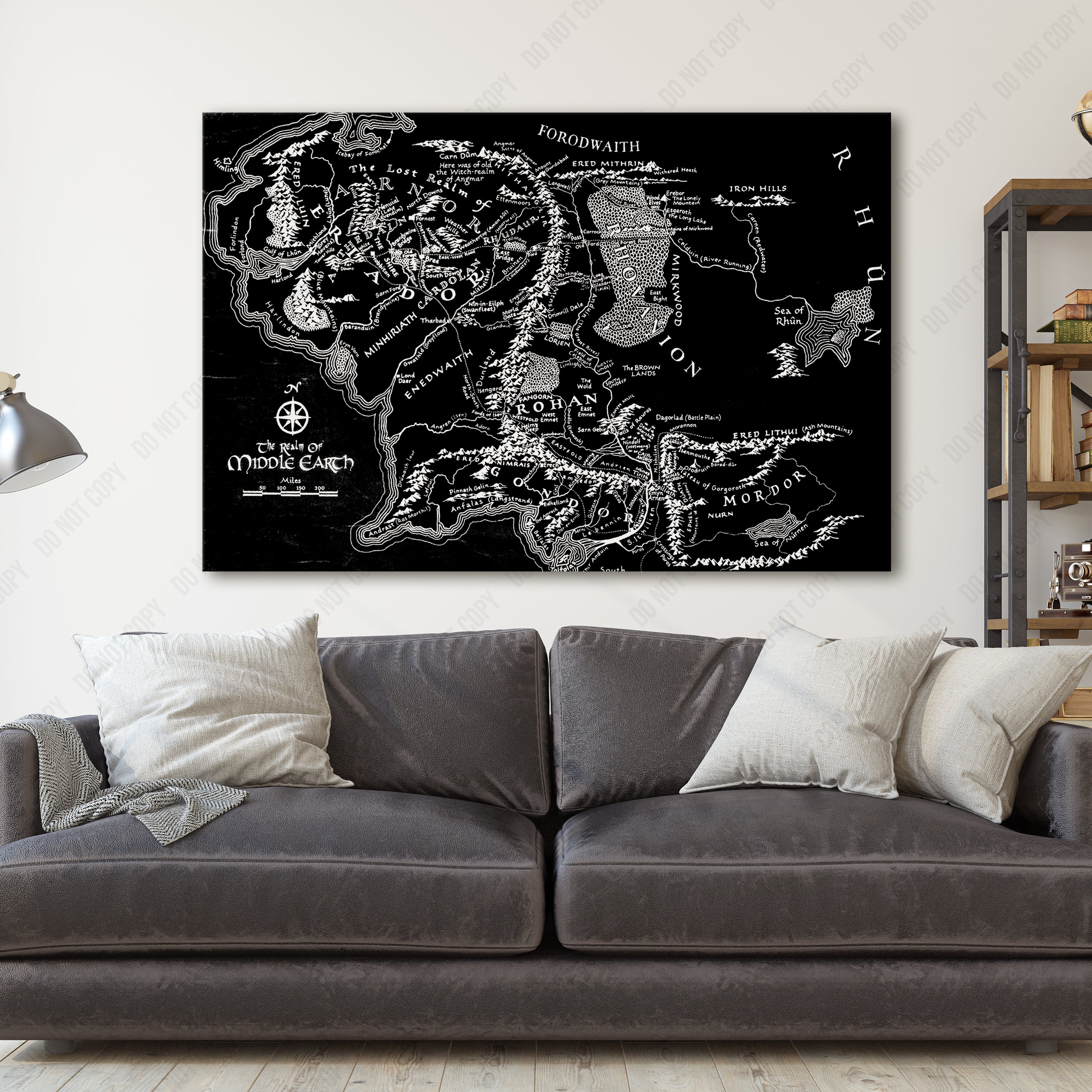 The Lord Of The Rings Map of Middle Earth Canvas Wall Art Prints – Big ...