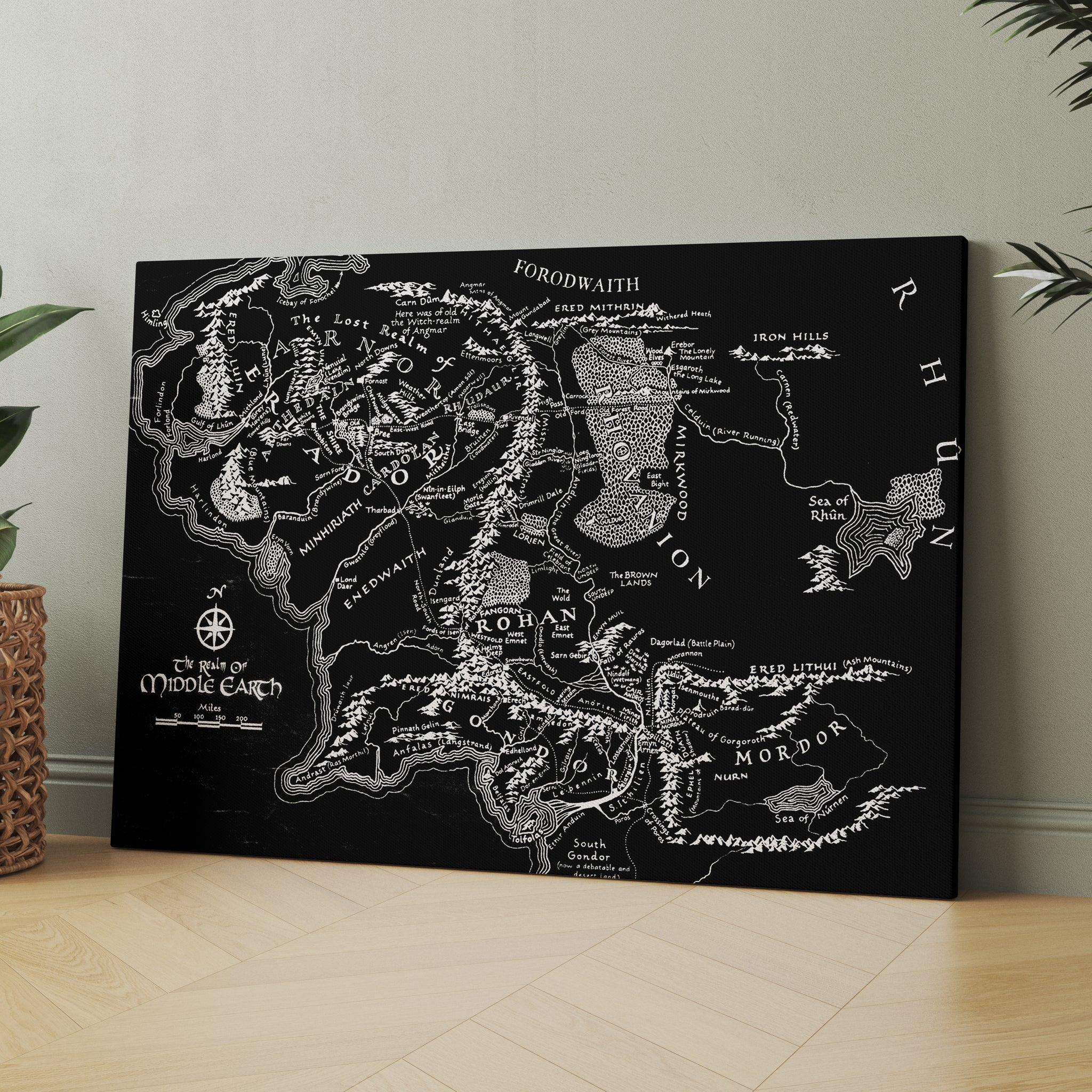 The Lord Of The Rings Map of Middle Earth Canvas Wall Art Prints – Big ...