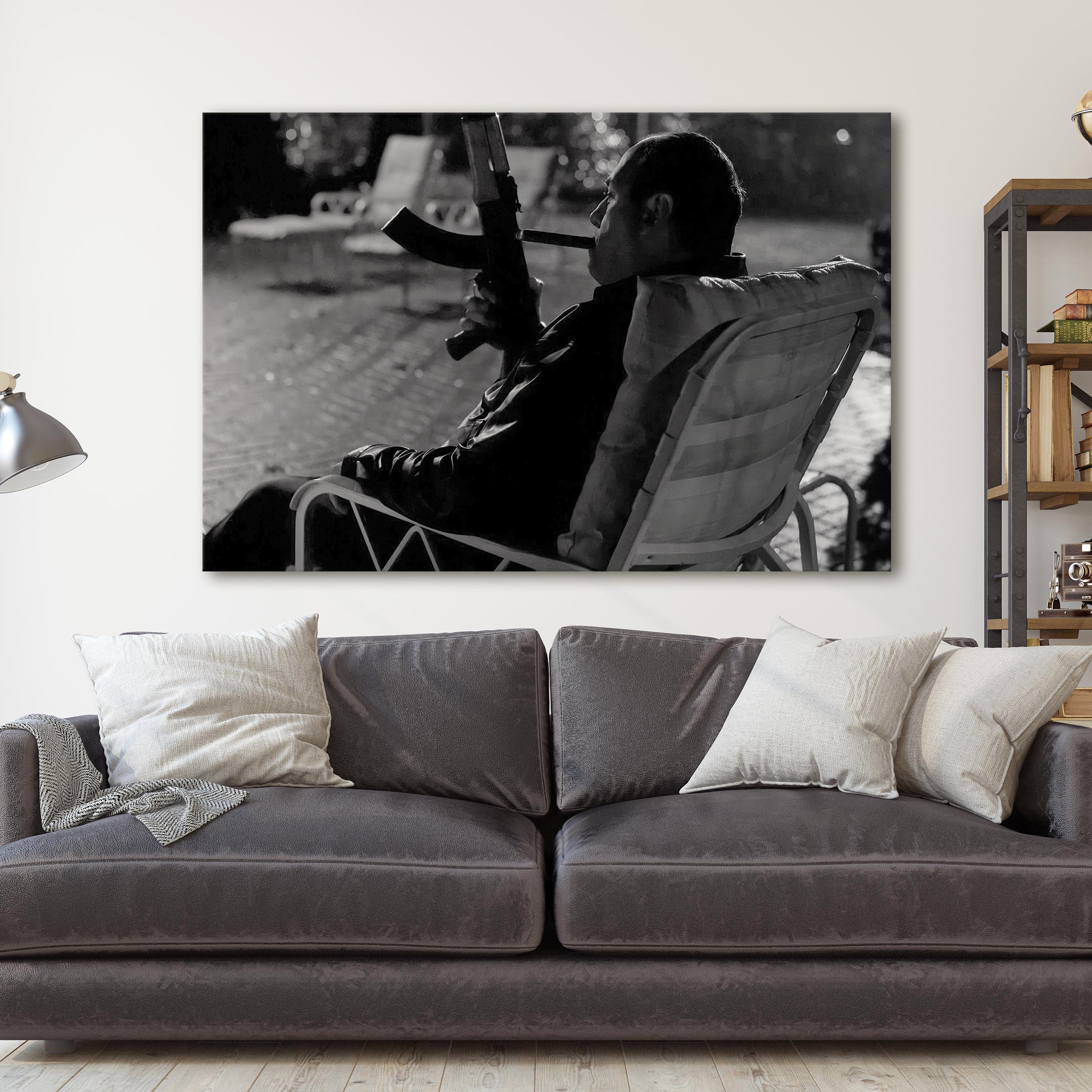 Tony Soprano Smoking A Cigar With Machine Gun Canvas Wall Art Prints ...