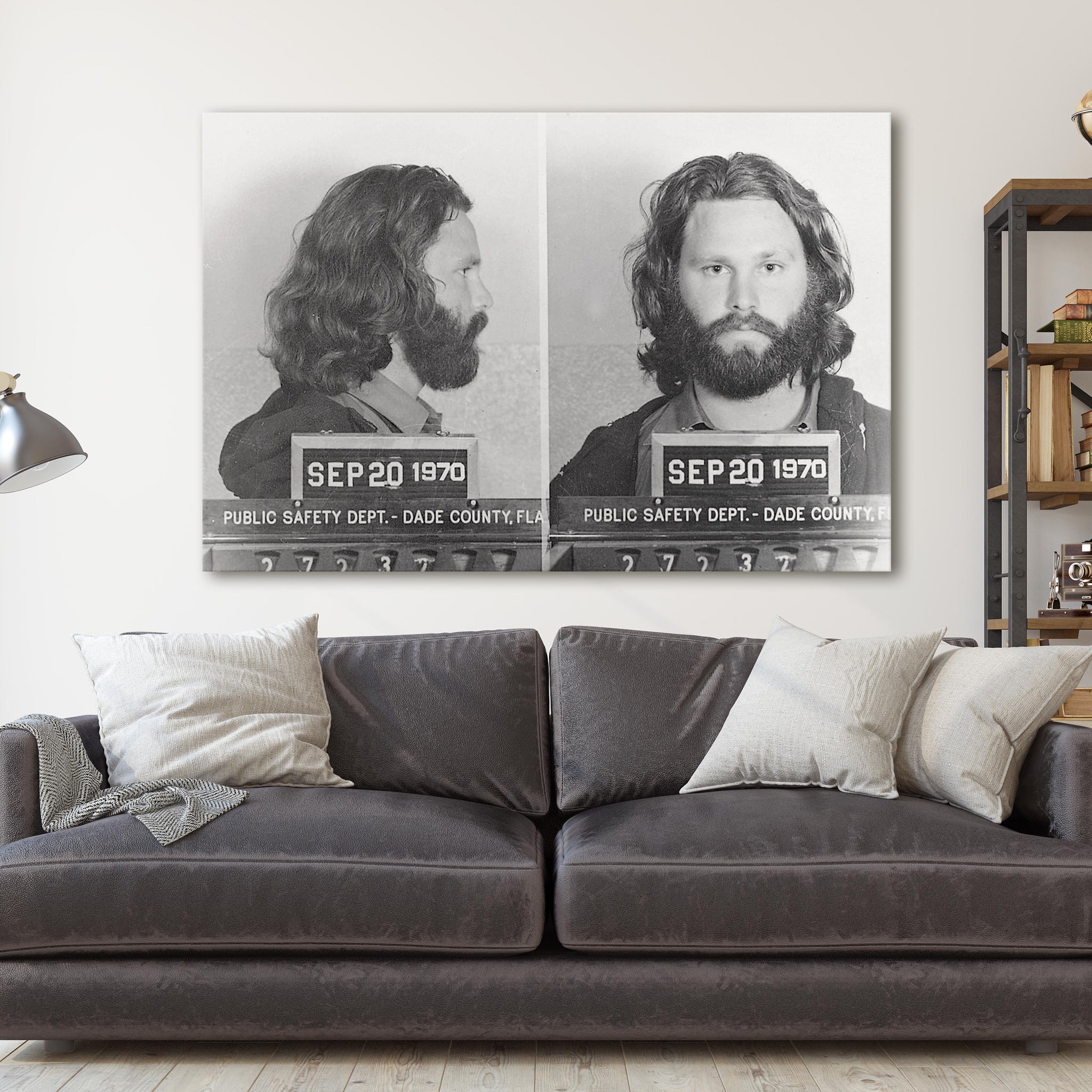 Jim Morrison Prison Mugshot The Doors 1960s Canvas Wall Art Prints – Big Canvas Art Prints