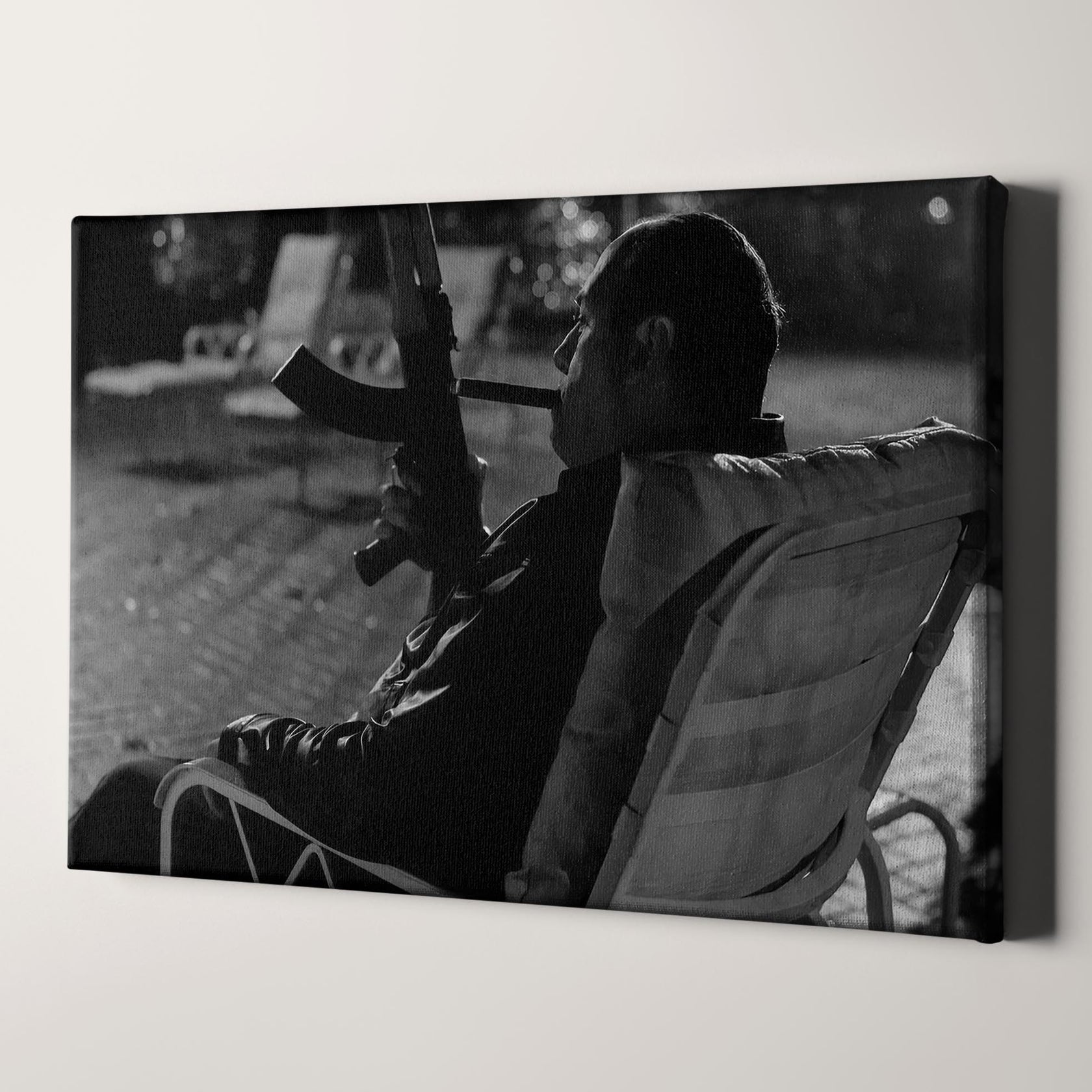 Tony Soprano Smoking A Cigar With Machine Gun Canvas Wall Art Prints ...